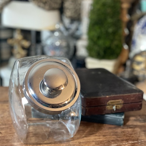 Accents | General Store Glass Slanted Tilt Penny Candy Jar Chrome Lid ...